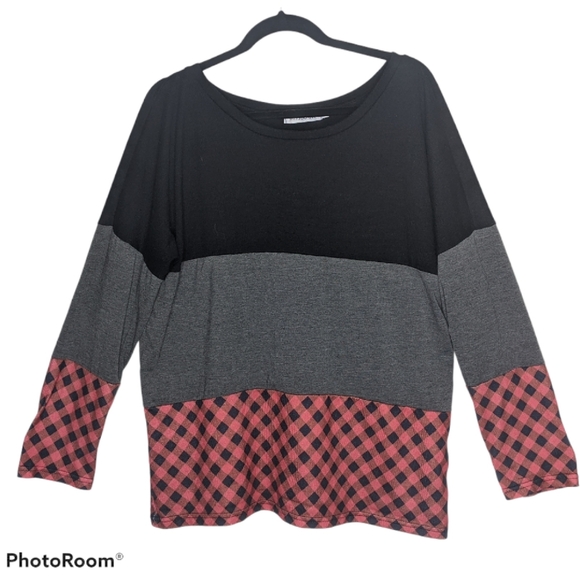 MISSLOOK | Tops | Mislook Color Block Long Sleeve Top Large | Poshmark